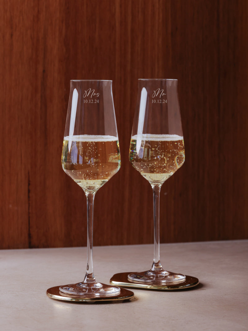 Calligraphy Script Wine & Champagne Glasses